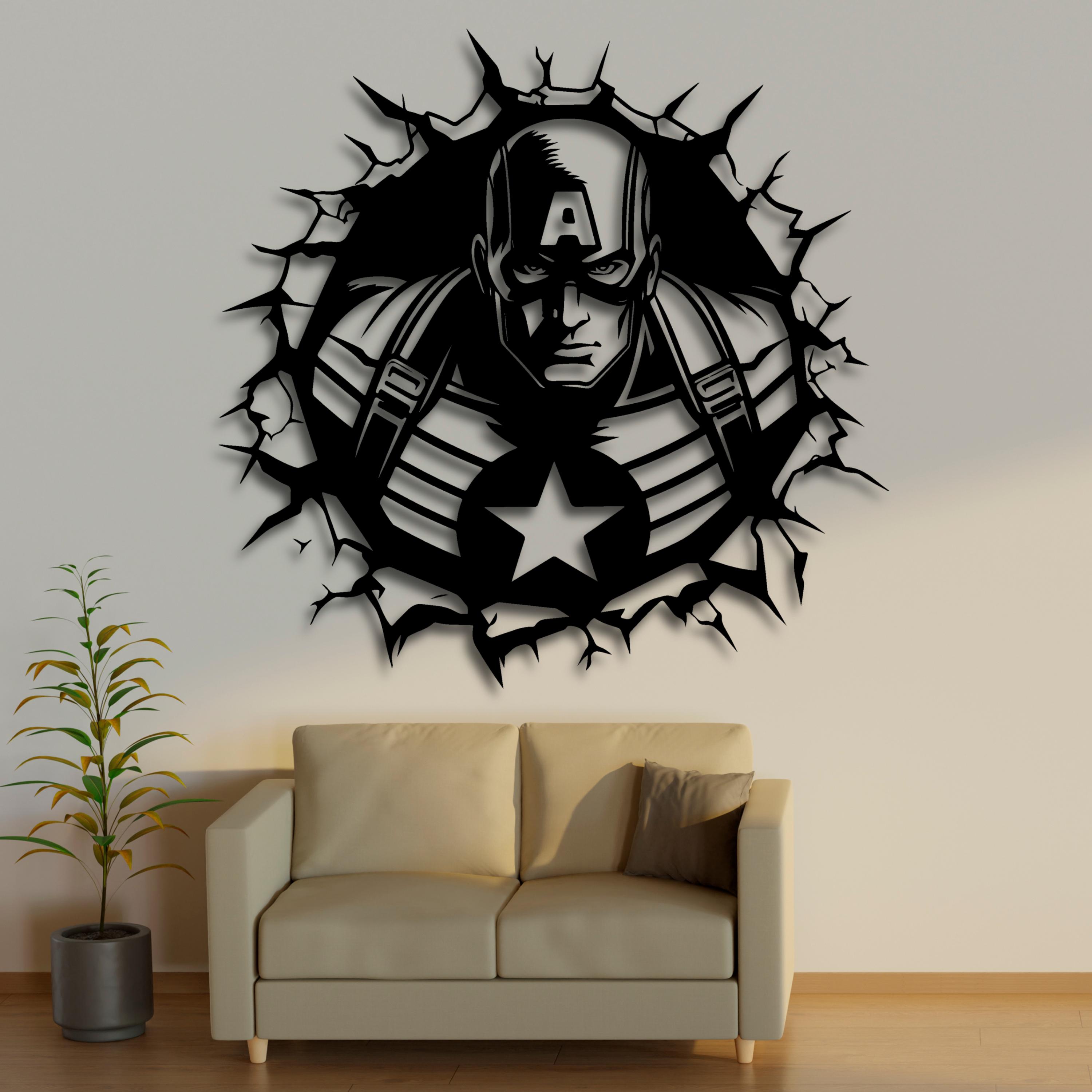 Captain America Superhero Wall Art | Bold Avenger Laser Cut File for ...