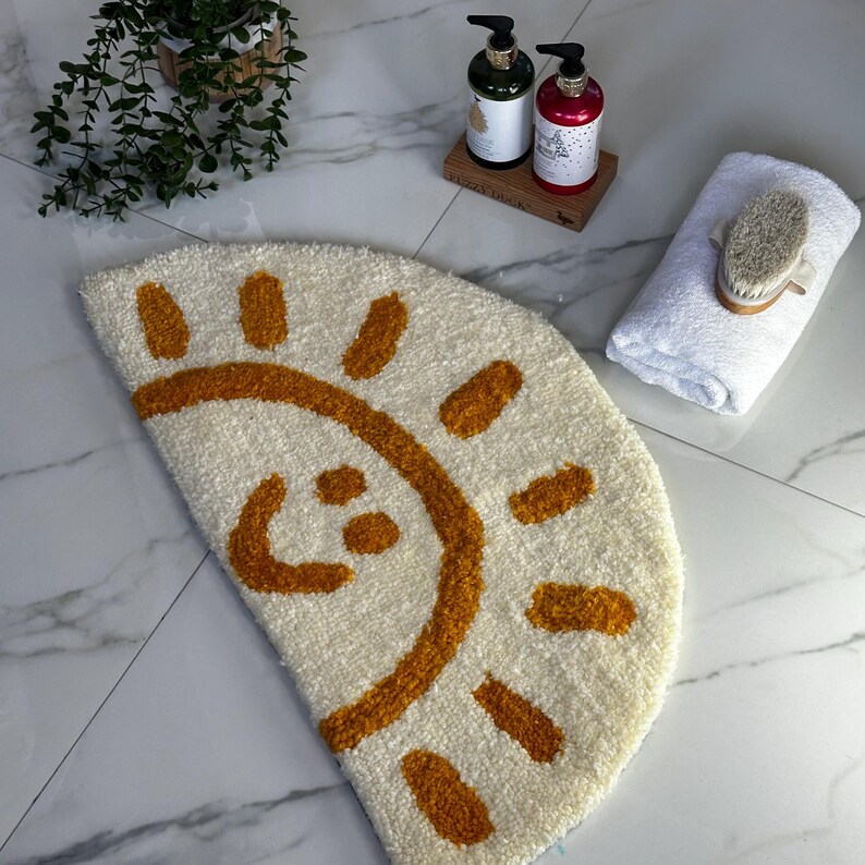 Sun-inspired Half-moon Shaped Handmade Rug 100% Handmade Soft & Fluffy ...
