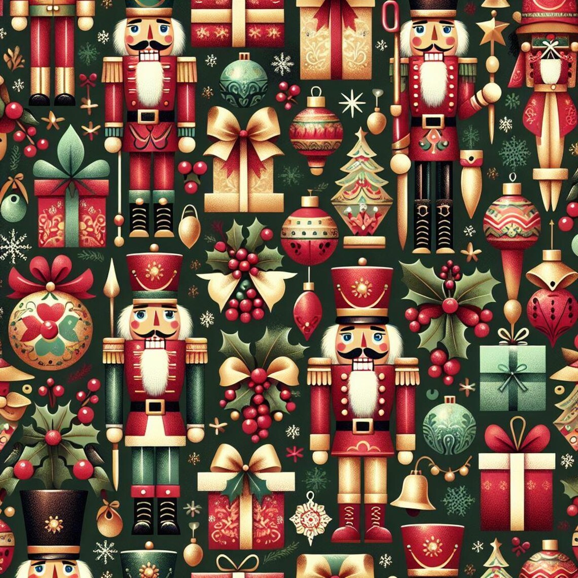 Rare! Vintage Holiday Nutcracker Wrapping Paper, Christmas Gift Wrap ...