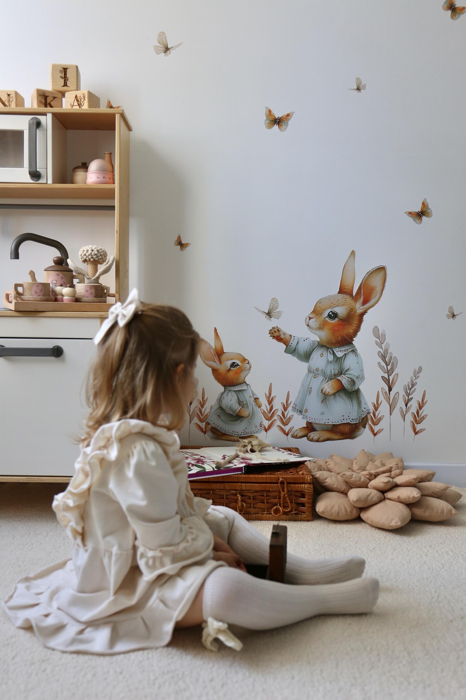 Woodland Rabbit Stickers With Butterflies | Bunny Wall Decals | Bunny ...
