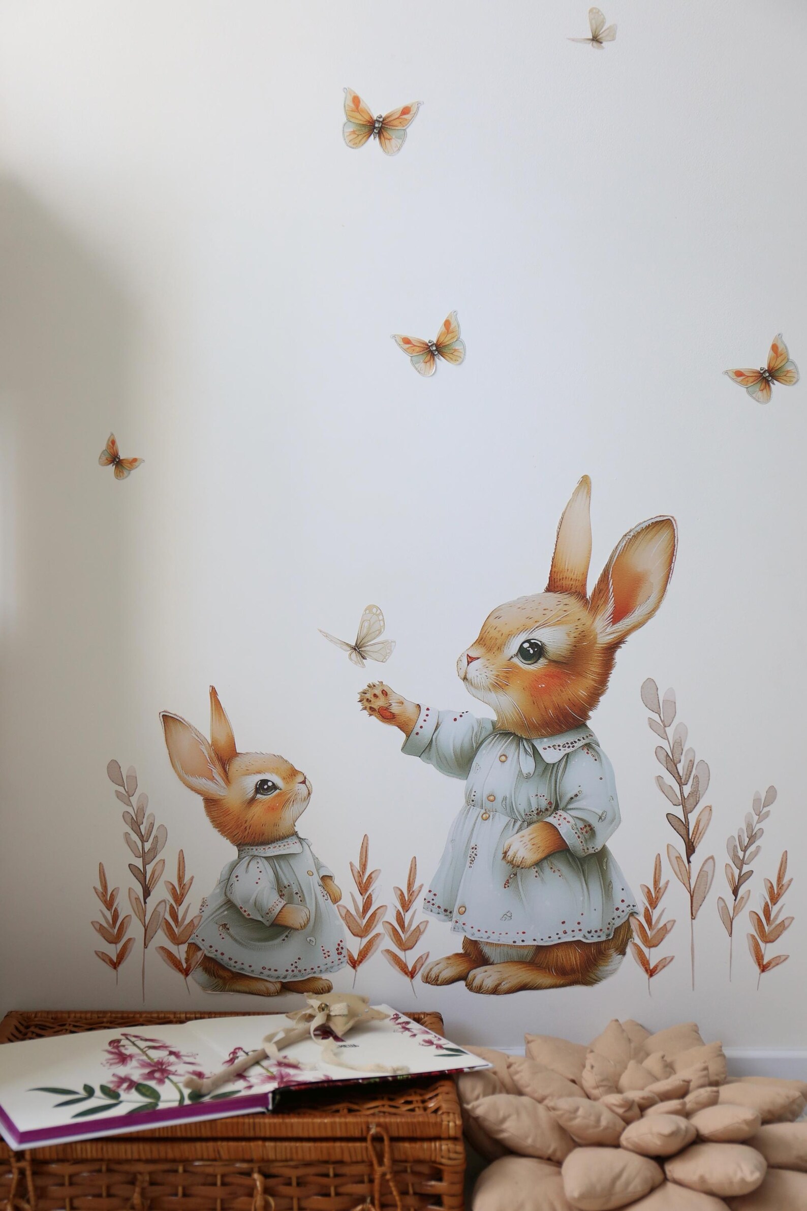 Woodland Rabbit Stickers With Butterflies | Bunny Wall Decals | Bunny ...