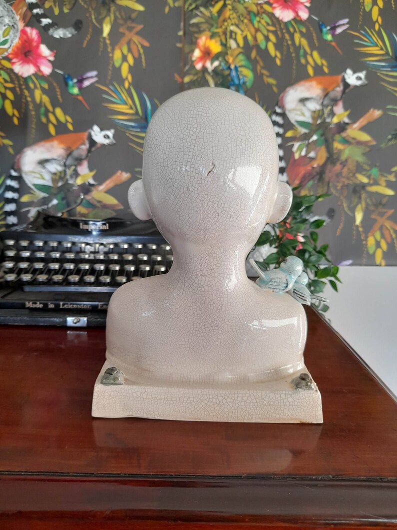 Large Doll Bust Sculpture With Birds - Etsy