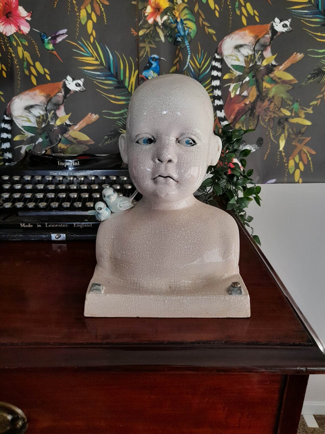 Large Doll Bust Sculpture With Birds - Etsy