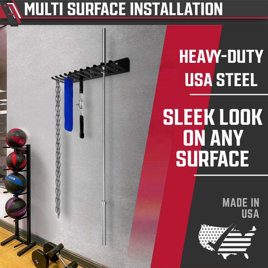 Omega Beast Heavy-duty Gym Storage Rack: 11-prong Wall Mount for ...