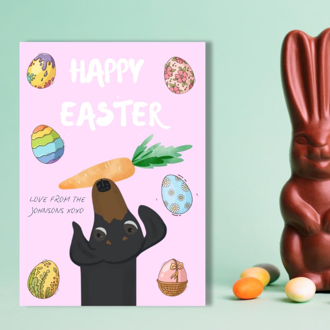 Personalised Sausage Dog Easter Card. Dog Greeting Card. Dachshund Pet ...