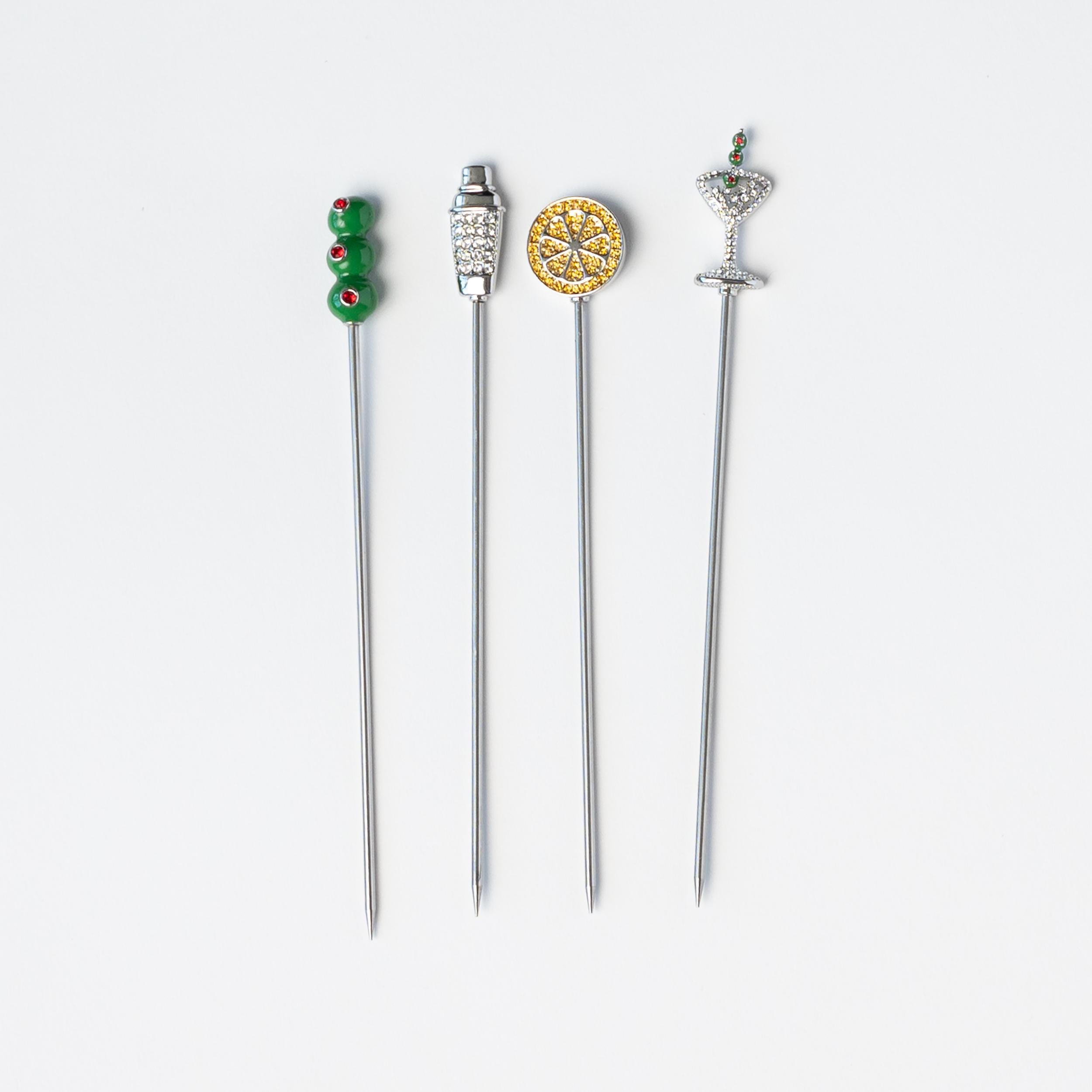 Martini Cocktail Picks – Shaker, Glass, Olives and Lemon | Stainless ...