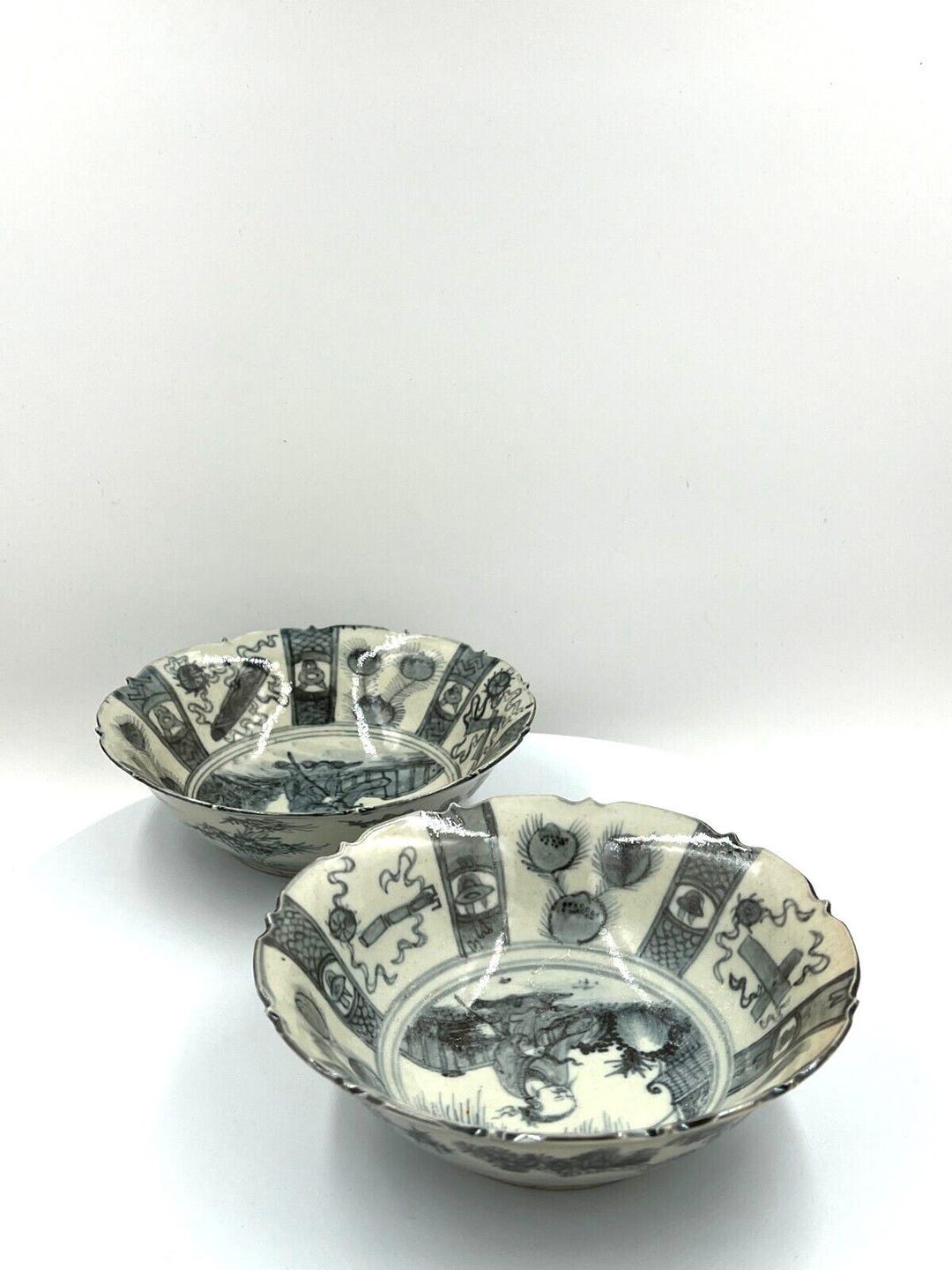 A Pair of Ming-style Blue and White 'scholar' Bowls - Etsy