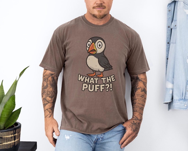 Funny Puffin Shirt, What the Puff Graphic Tee, Retro Seabird Pun T ...