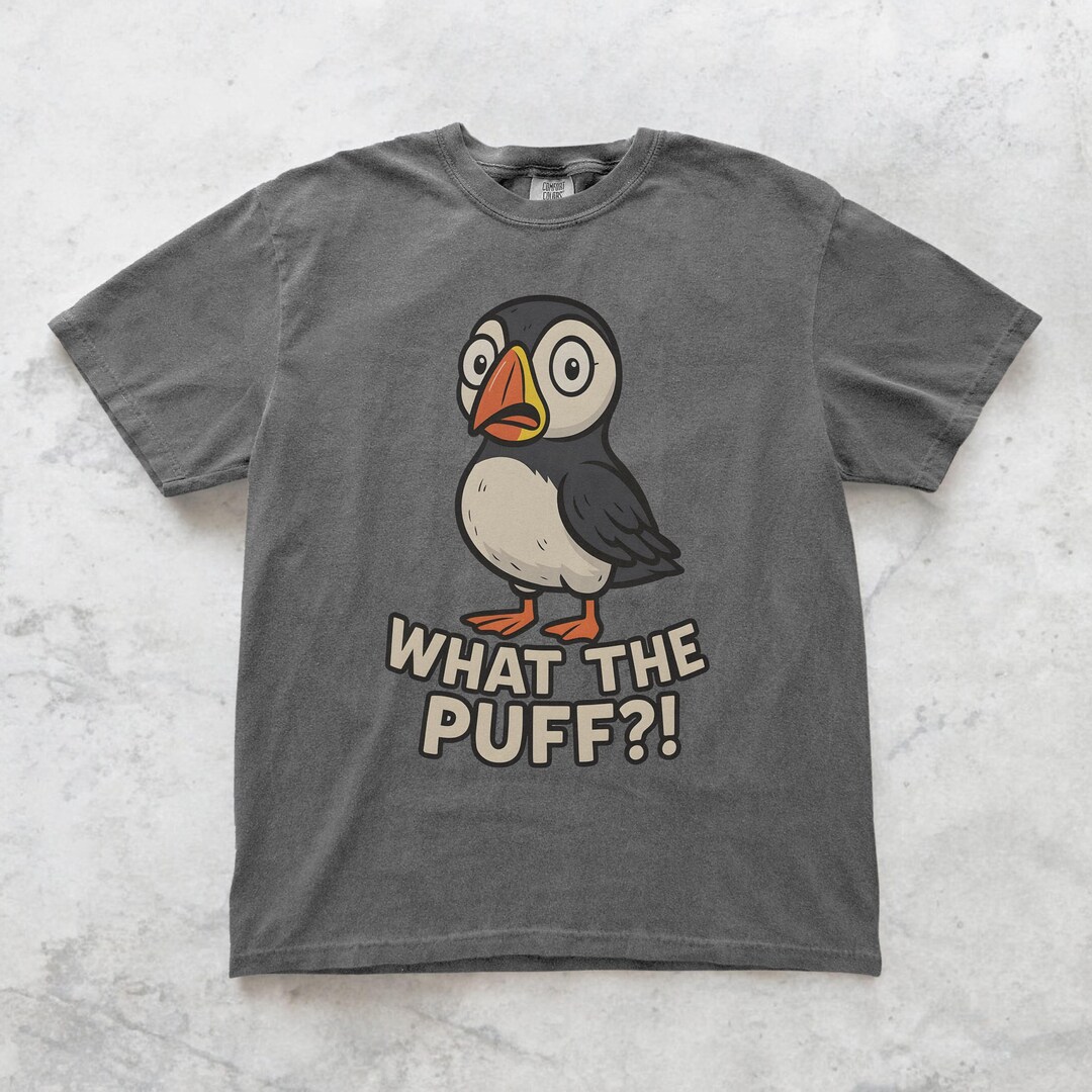 Funny Puffin Shirt, What the Puff Graphic Tee, Retro Seabird Pun T ...