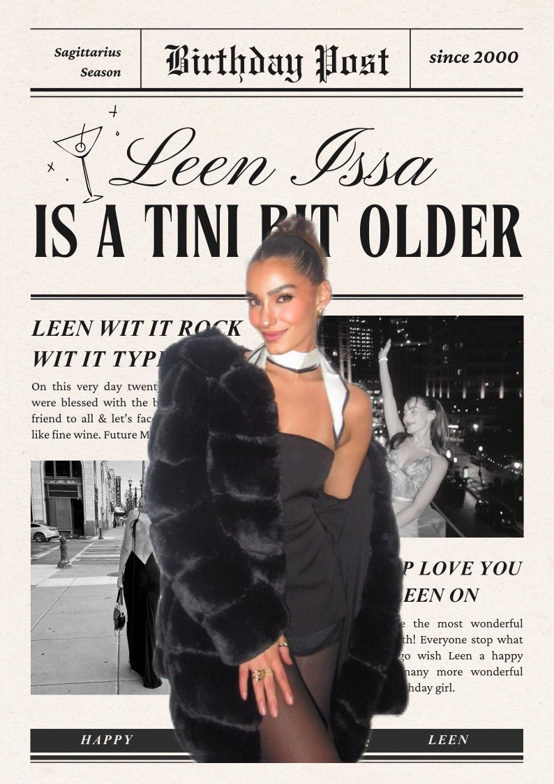 TINI BIT OLDER - Birthday Vintage Newspaper Flyer Template for Theme ...