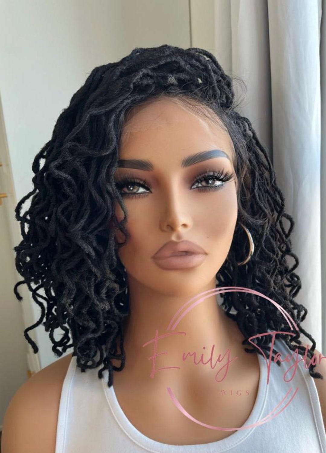 Full Lace Locs Wig Faux Locs Wig Premium Synthetic Realistic Curly Faux ...