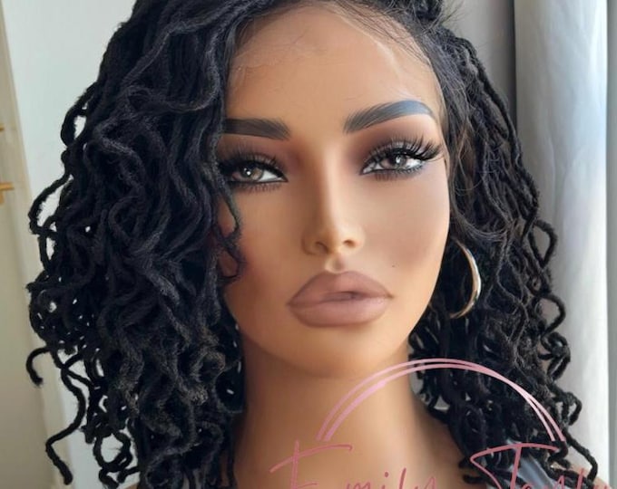 Full Lace Locs Wig Faux Locs Wig Premium Synthetic Realistic Curly Faux ...