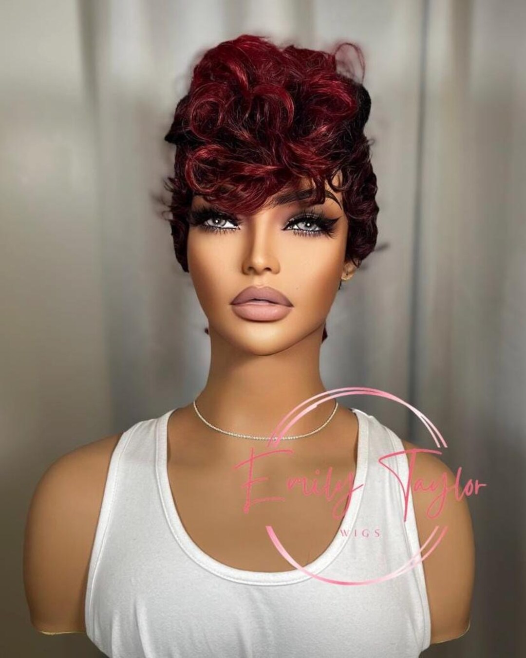 Red and Black Pixie Mohawk Wig With Bang Premium Synthetic Fibers Black ...