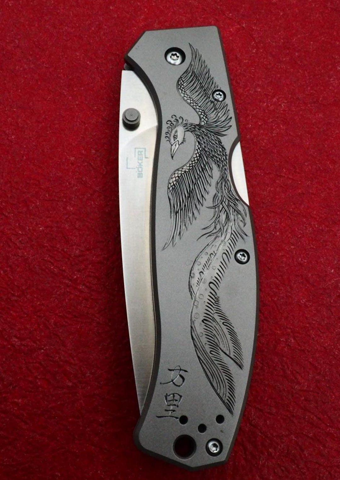 Titan Drop Engraved Phoenix Knife - Etsy