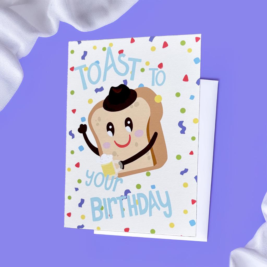 Funny Birthday Card With Toast Design - Toast to Your Birthday! - Etsy