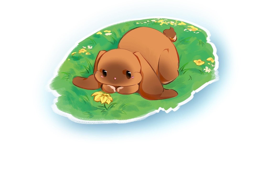 Cute Floppy-ear Bunny Adhesive Sticker - Arikoa Designs - Matte and ...