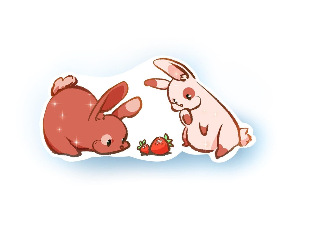 Cute Strawberry Rabbit Sticker - Arikoa Designs - Matte and Glossy ...