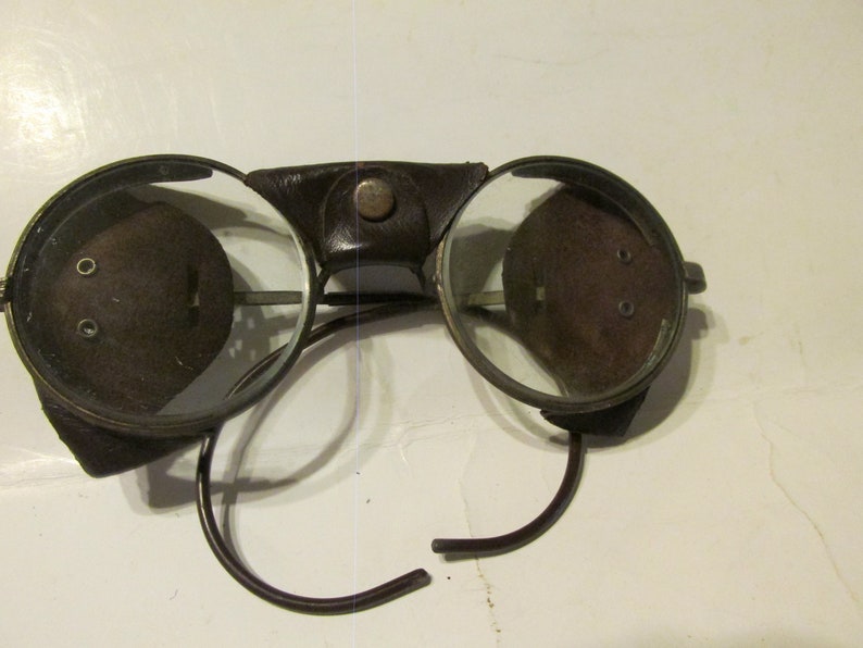 Antique Industrial Welding Goggles With Intact Leather Side Shields and ...