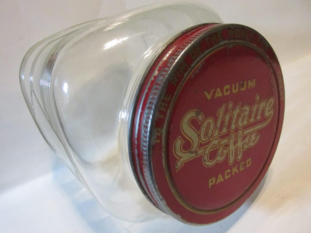 WWI Era, 1940's, 3 LB .diamond Embossed Ribbed Glass Solitaire Coffee ...