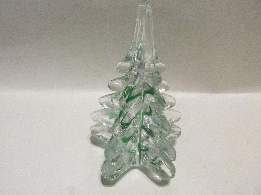 Crystal Clear and Green Hand Crafted Glass Solid Glass Christmas Tree ...