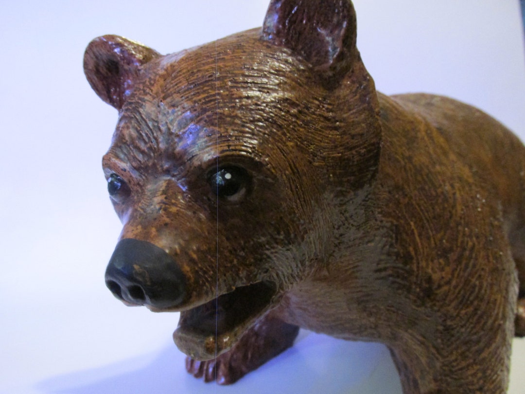 Bear, Large Hand Painted Bear Cub Resin, Looks Like Carved Wood, HEAVY ...