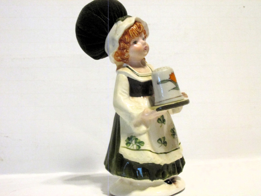Irish Lass Shamrock, Sewing Helper Figurine Pincushion, Schmid, Japan ...