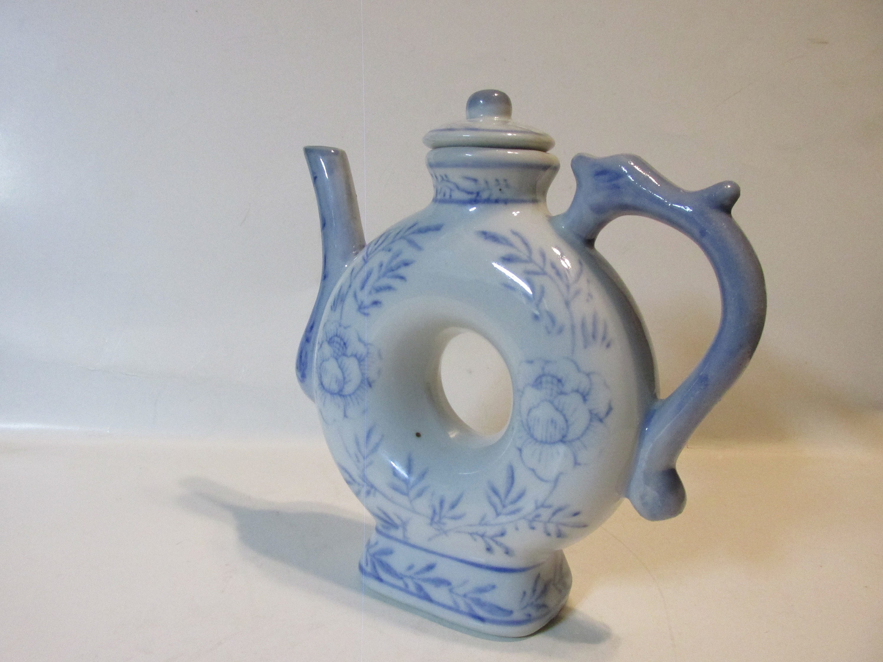 Porcelain Chinese Asian Hand Painted Blue and White Donut Teapot - Etsy