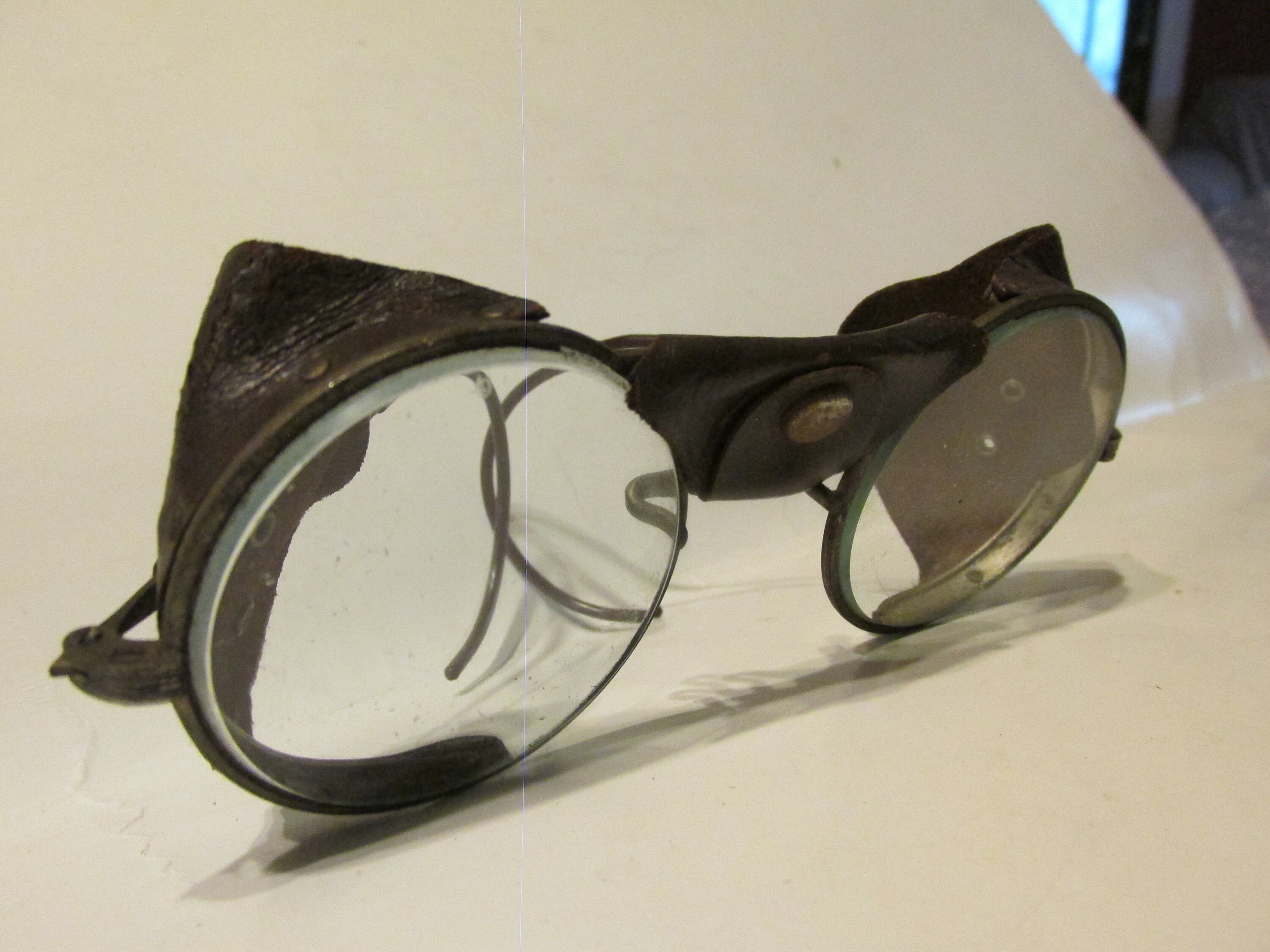 Antique Industrial Welding Goggles With Intact Leather Side Shields and ...