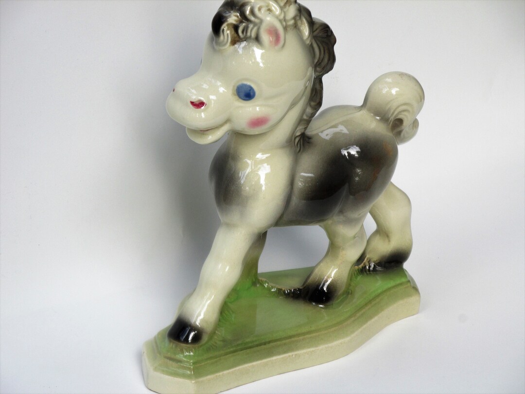 Retro Nursery Pony Figurine , Ceramic, Nursery Decor - Etsy