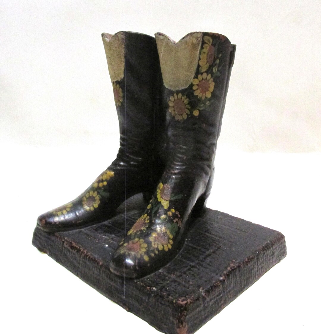 Antique, Victorian Double Boot Match Sticks Iron Holder on Base, Hand ...