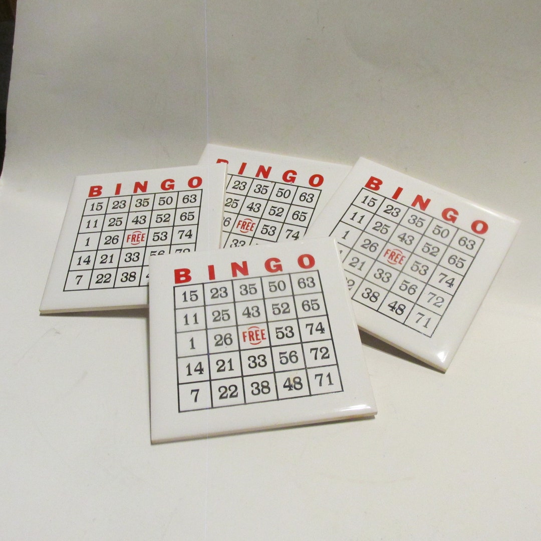 Bingo Ceramic Footed Coasters in Original Box - Etsy