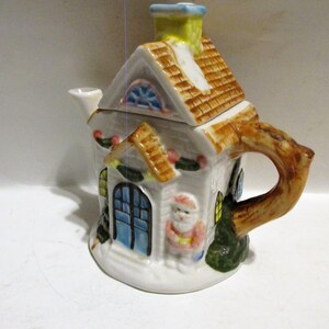 Christmas Cottage House, Cottage Church Hand Painted Teapot - Etsy