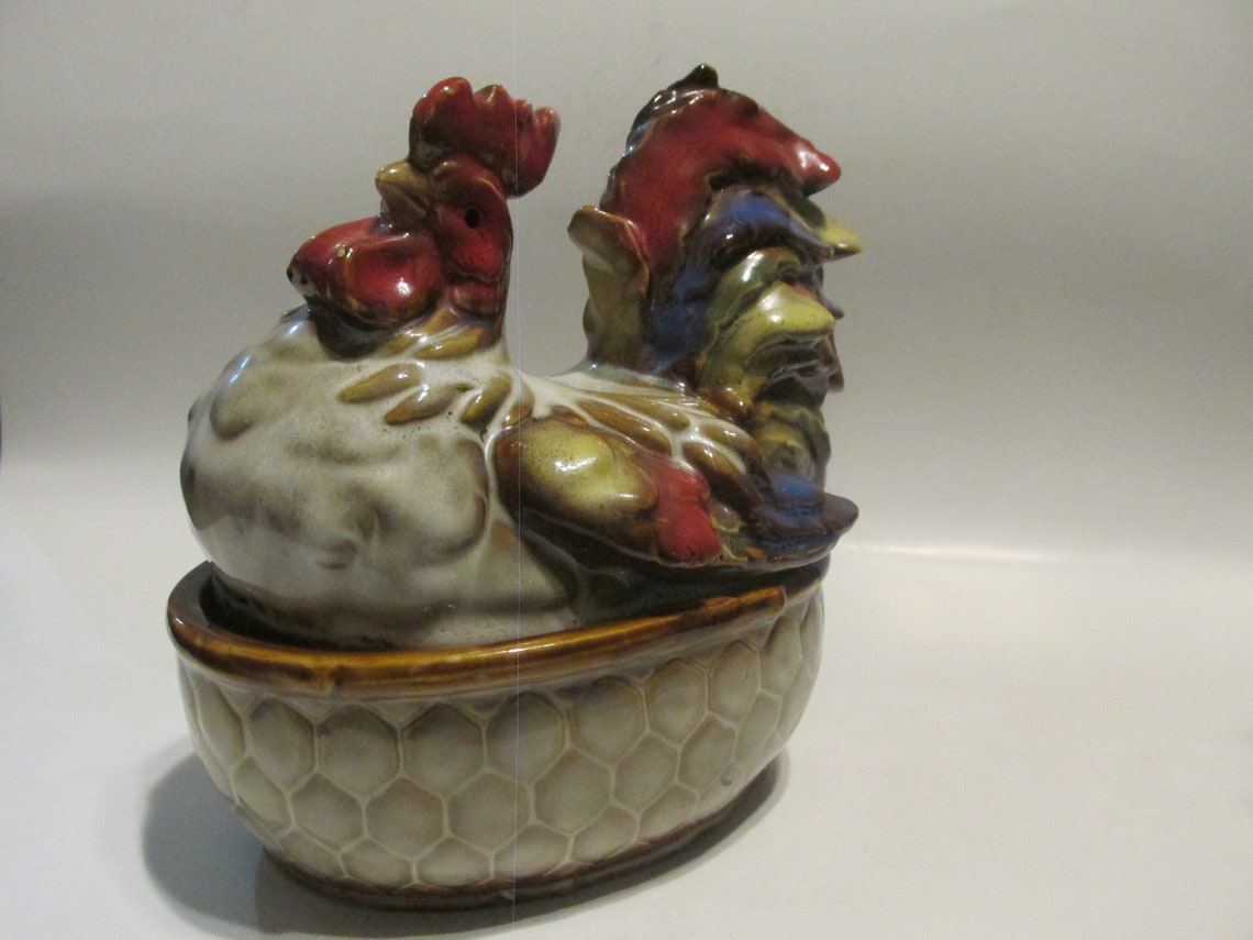 Farmhouse, Rooster on Chicken Wire Ceramic Bowl, Kitchen Decor, Storage ...