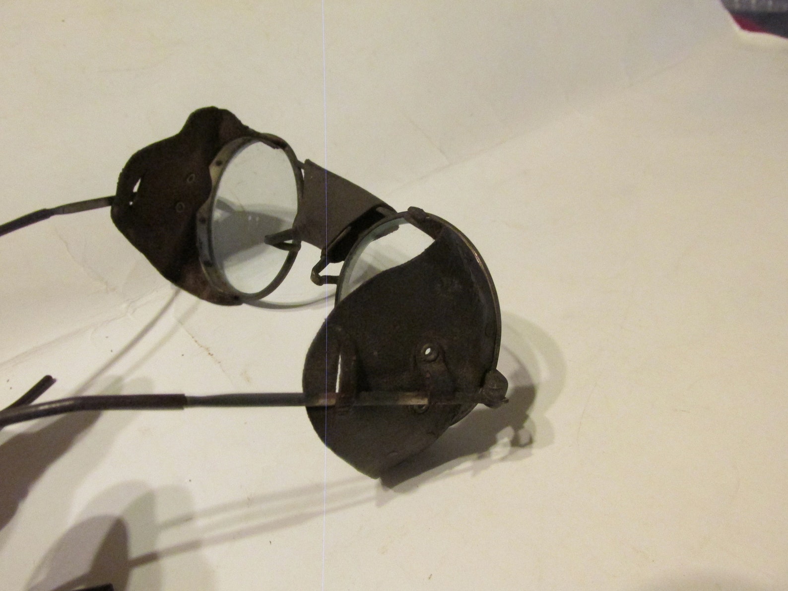 Antique Industrial Welding Goggles With Intact Leather Side Shields and ...