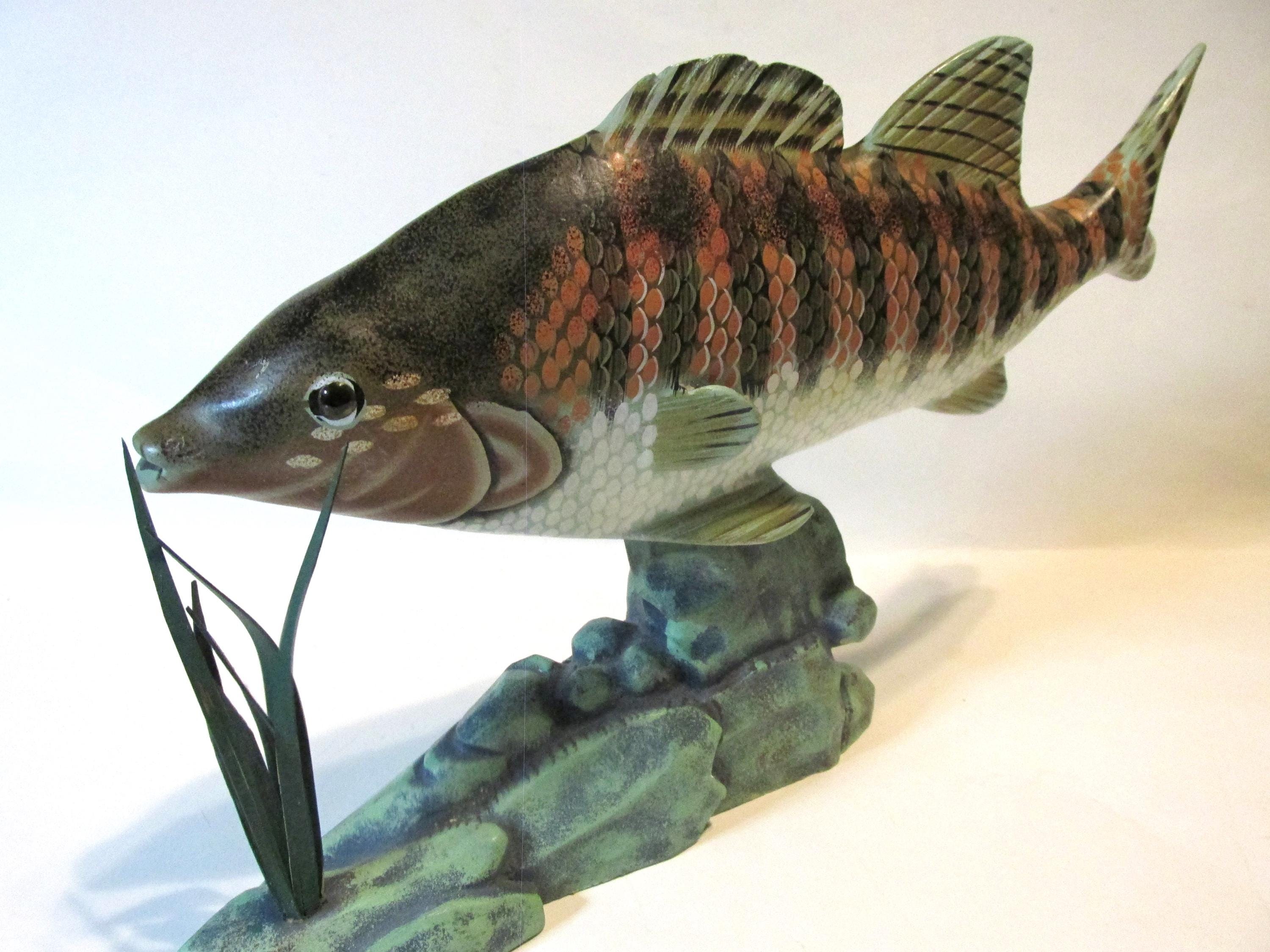 Hand Carved and Painted, 1970's Walleye Display, Sticker People's ...
