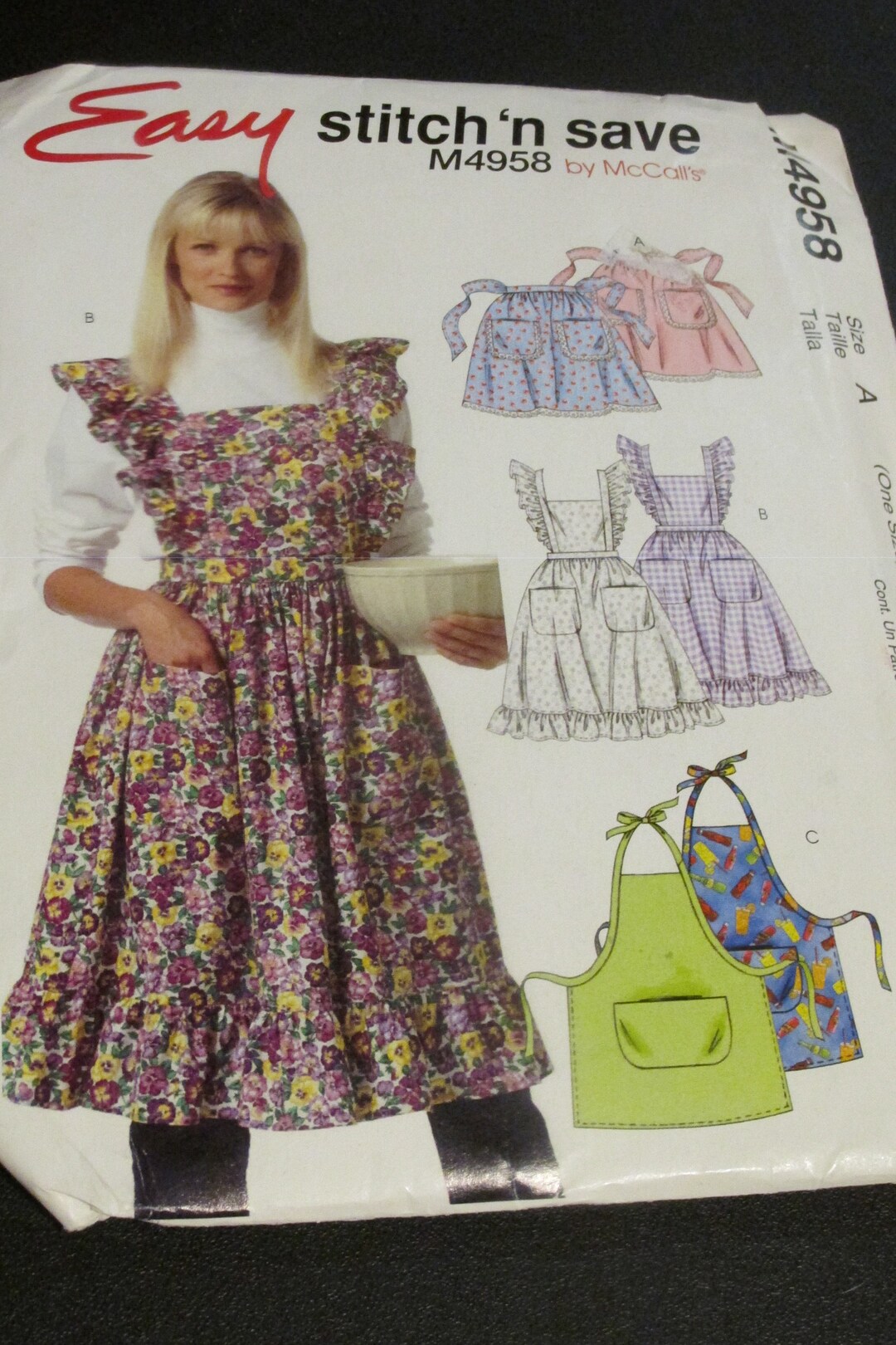 Aprons Sewing Pattern, 3 Styles and Lengths, Factory Fold, UNCUT , One ...