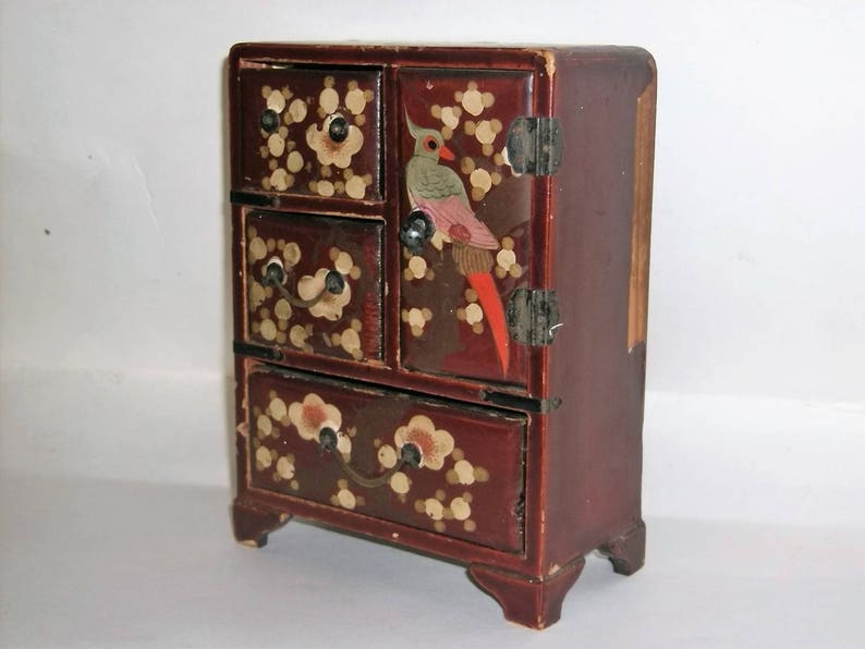 Wooden Handpainted Armoire Parrot Jewelry Box | Etsy