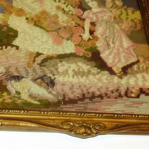 Victorian Antique Needlepoint W/ Ornate Frame, 3-D Done With Different ...