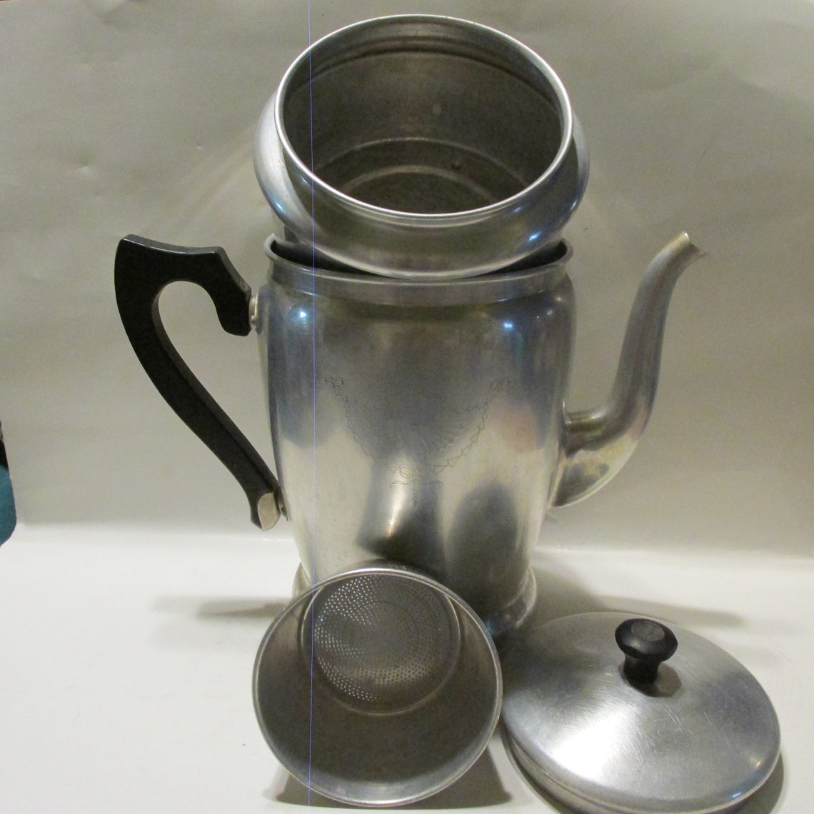Old Aluminum Filter Drip Coffee Pot With Sides Etched Art Deco - Etsy