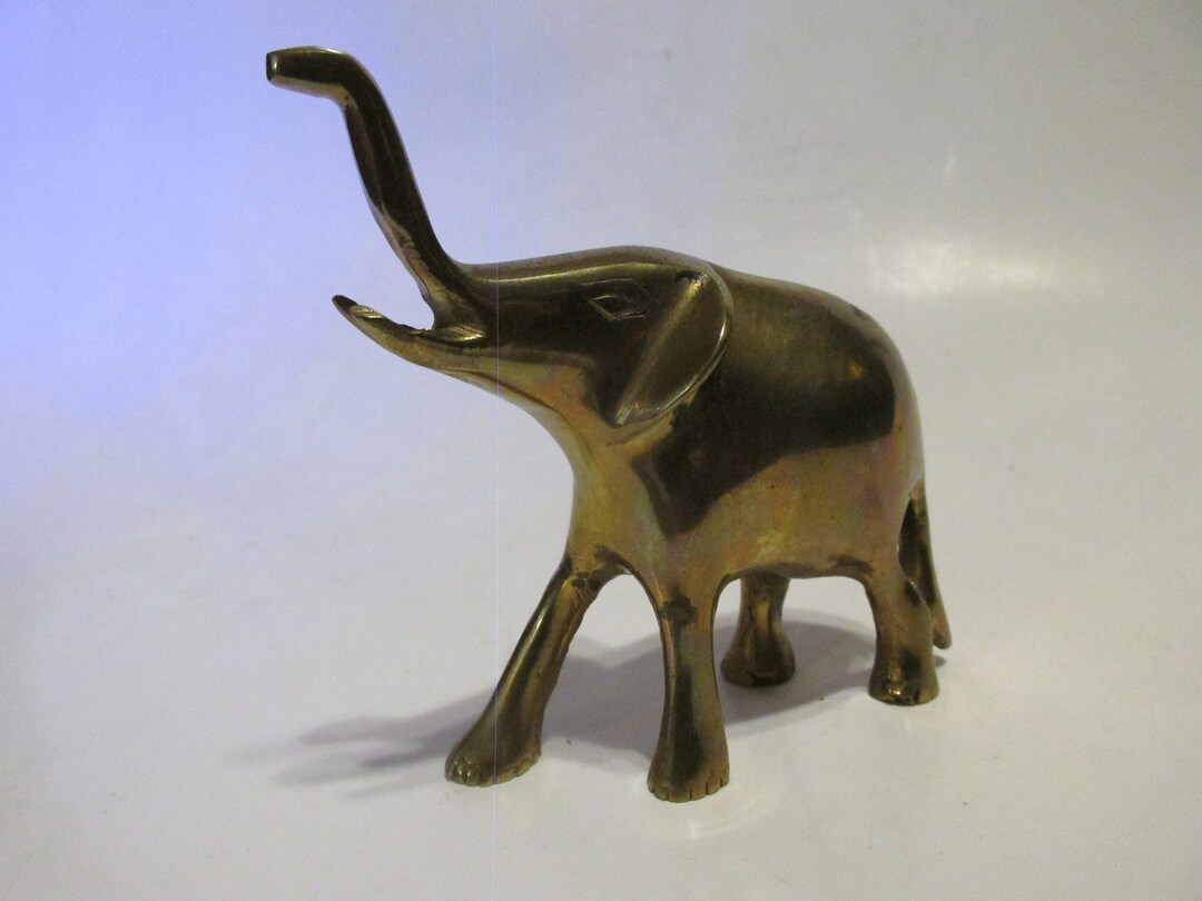 Brass Good Luck Elephant Raised Trunk Figurine - Etsy