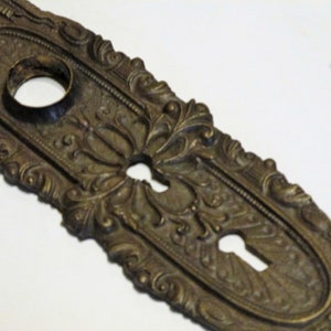 Antique Ornate Victorian Brass Door Lock Panel, Door Lock Cover, Double ...