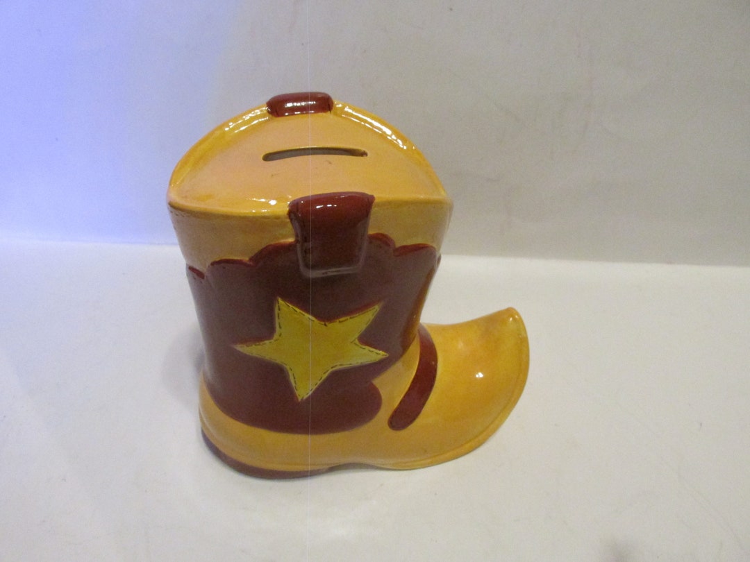 Western Children's Cowboy Boot Coin Bank - Etsy
