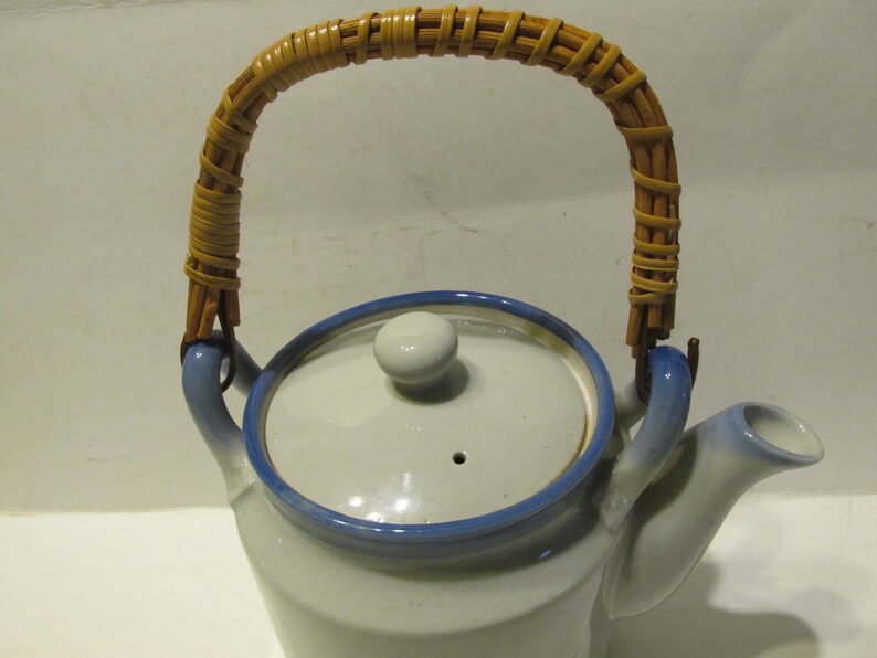 Otagiri Japan Stoneware Iris Teapot With Rattan Handle | Etsy Otagiri Japan Stoneware Iris Teapot With Rattan Handle | Etsy