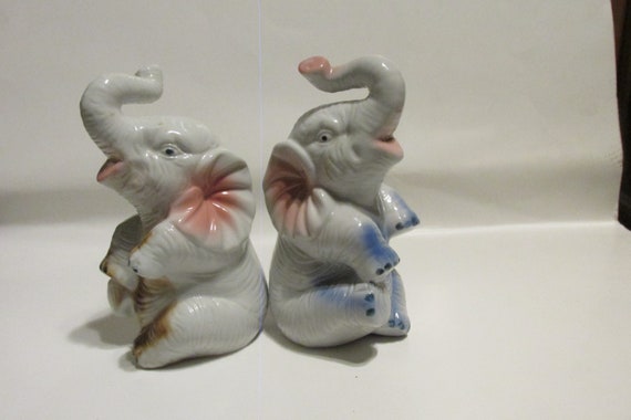 Circus Sitting Elephants Hand Painted Figurines. Lucky - Etsy