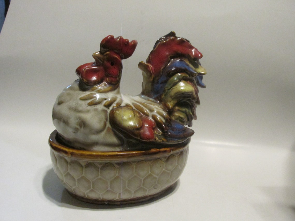 Farmhouse, Rooster on Chicken Wire Ceramic Bowl, Kitchen Decor, Storage ...