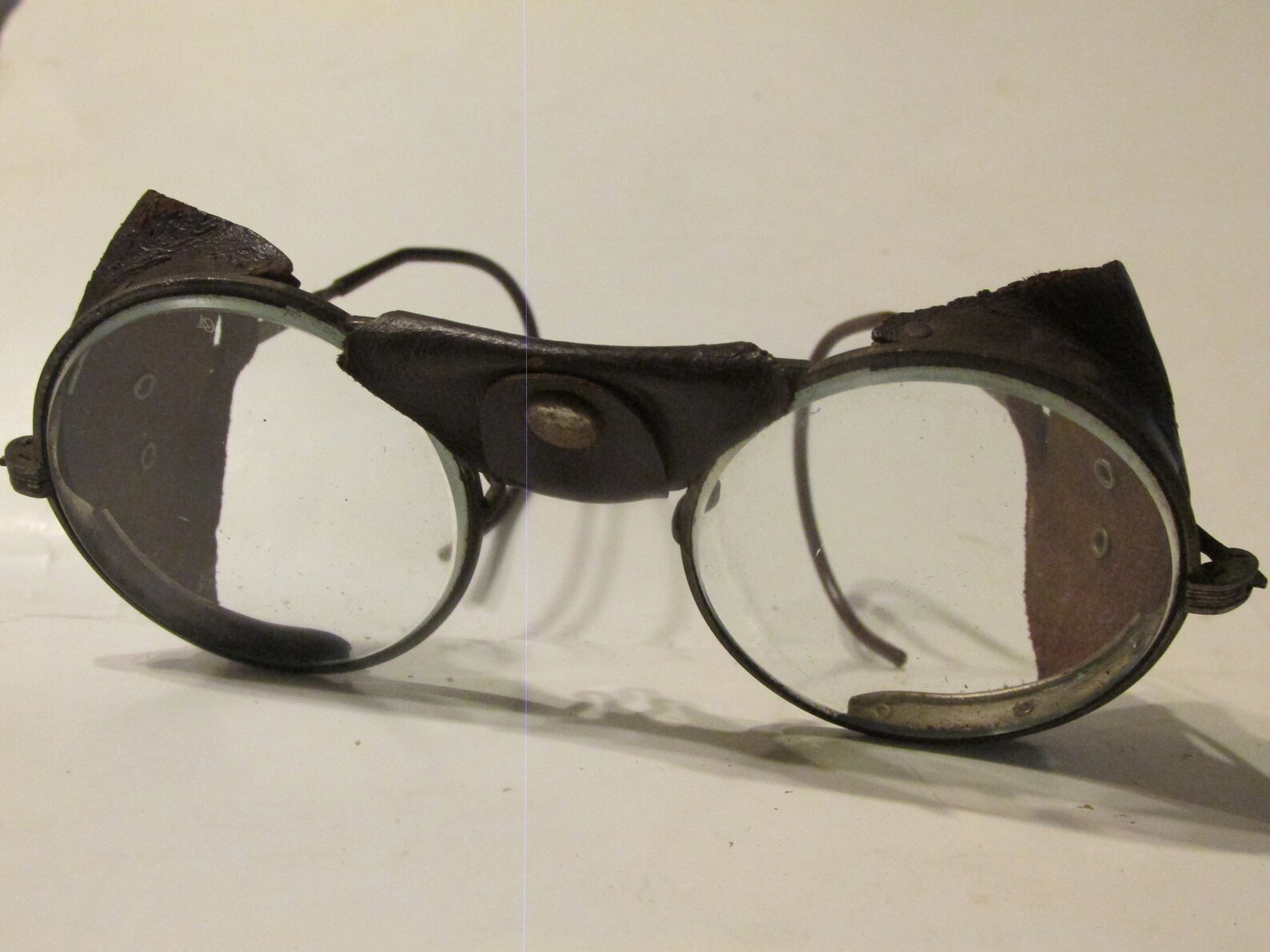 Antique Industrial Welding Goggles With Intact Leather Side Shields and ...