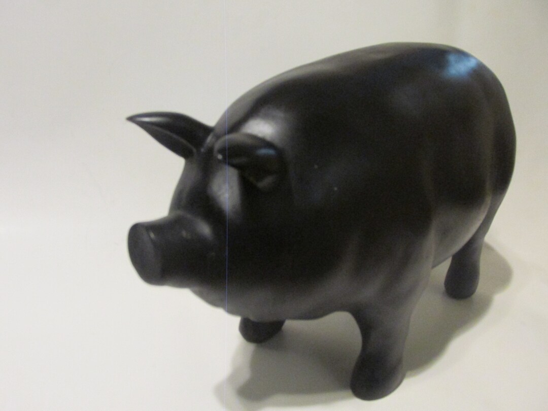 Pig, Farm Animal, Black Matte Polyresin Doorstop, Garden Decor, Rural ...