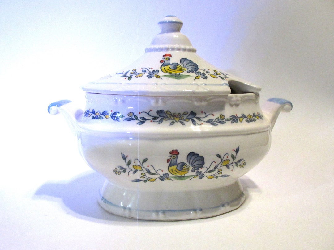 Farmhouse Rooster Hand Painted Japanese Soup Tureen / Gravy Boat ...