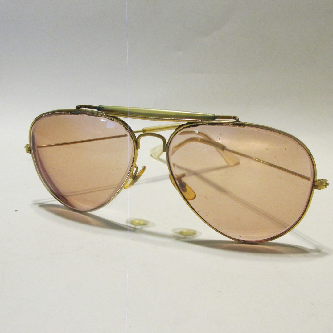 Aviator Gold Tone Rose Lens Sunglasses With Pearl Tone Bridge - Etsy