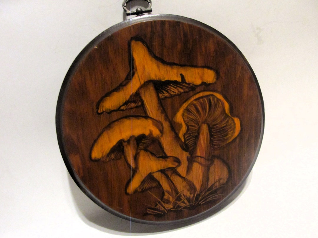 Mushroom Pyrography Wood Burning Round Wooden Kitchen Wall Art - Etsy